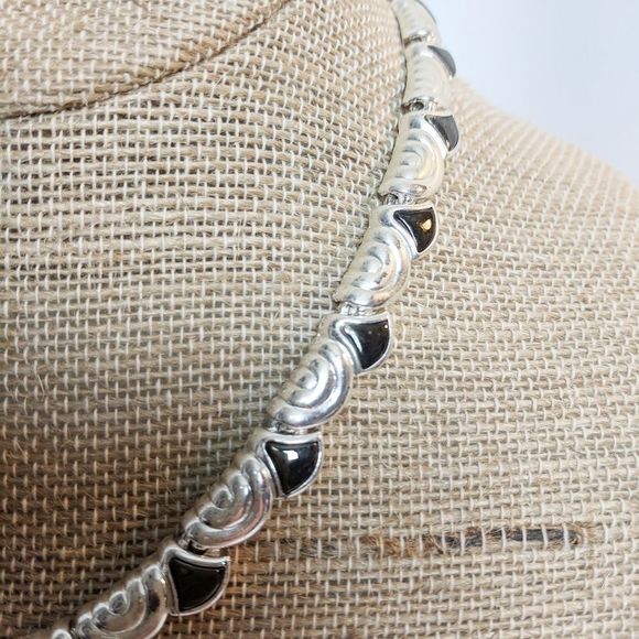 Nina Ricci | Jewelry | Ninaricci Signed Silver Tone Black Necklace ...